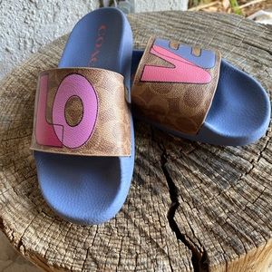 Coach | Shoes | Coach The Udele Logo Print Sport Slides | Poshmark
